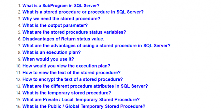 Sql Server Stored Procedure Interview Questions Support Your Career 8550