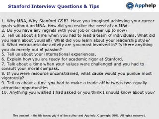 How to Answer the Stanford Interview Questions - support your career