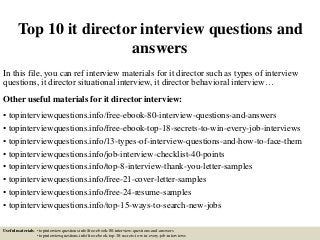 39 Director Interview Questions (With Example Answers) - support your ...