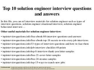 Top 10 solutions engineer interview questions and answers - support ...